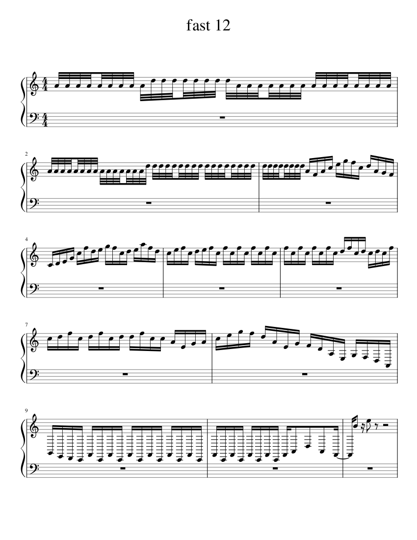 fast_12 Sheet music for Piano (Solo) Easy | Musescore.com