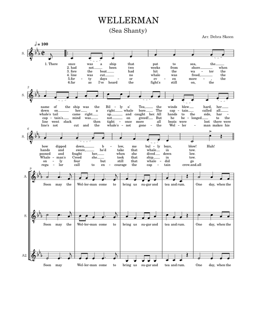 Wellerman SAA Sheet music for Vocals (Choral) | Musescore.com