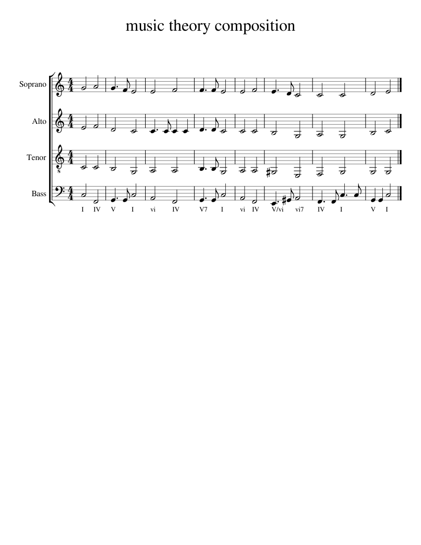 music theory composition Sheet music for Soprano, Alto, Tenor, Bass ...