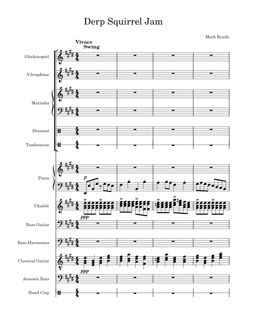 Derp Squirrel Jam Sheet music for Piano, Tambourine, Vibraphone ...