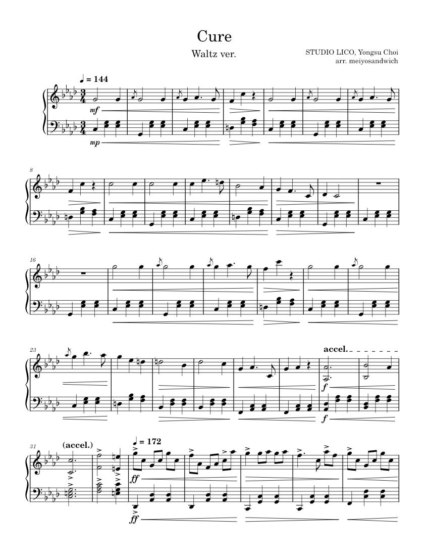 Alien Stage: Cure (waltz ver.) Sheet Music for Piano (Solo) easy ...
