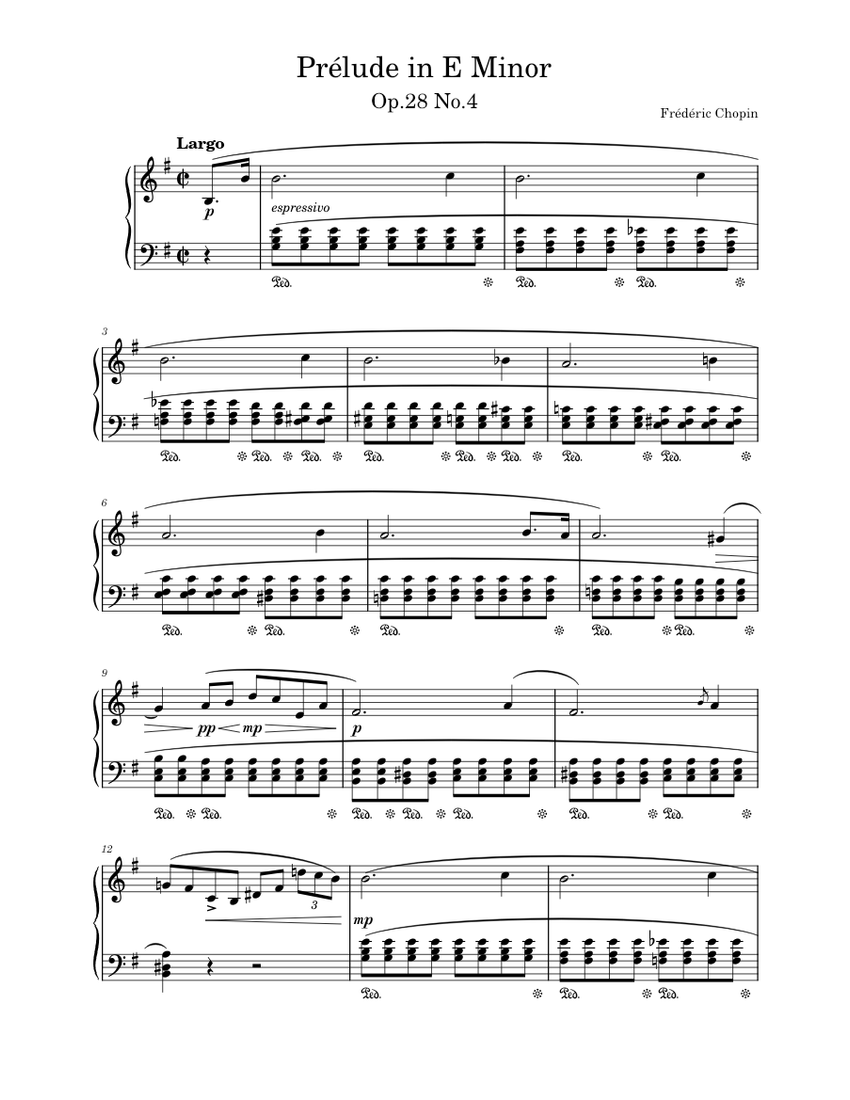 Prelude No. 4 in E Minor (Op. 28) – Frédéric Chopin Sheet music for ...