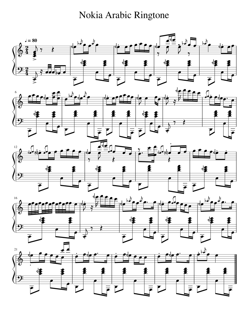 Nokia Arabic Ringtone Sheet music for Piano (Solo) | Musescore.com