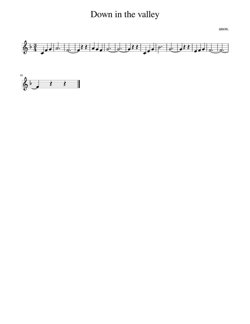 Down in the valley Sheet music for Piano (Solo) | Musescore.com