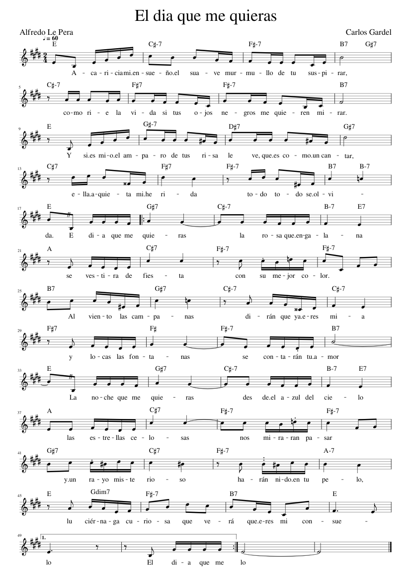 El día que me quieras / Carlos Gardel Sheet music for Piano (Solo) Easy | Musescore.com