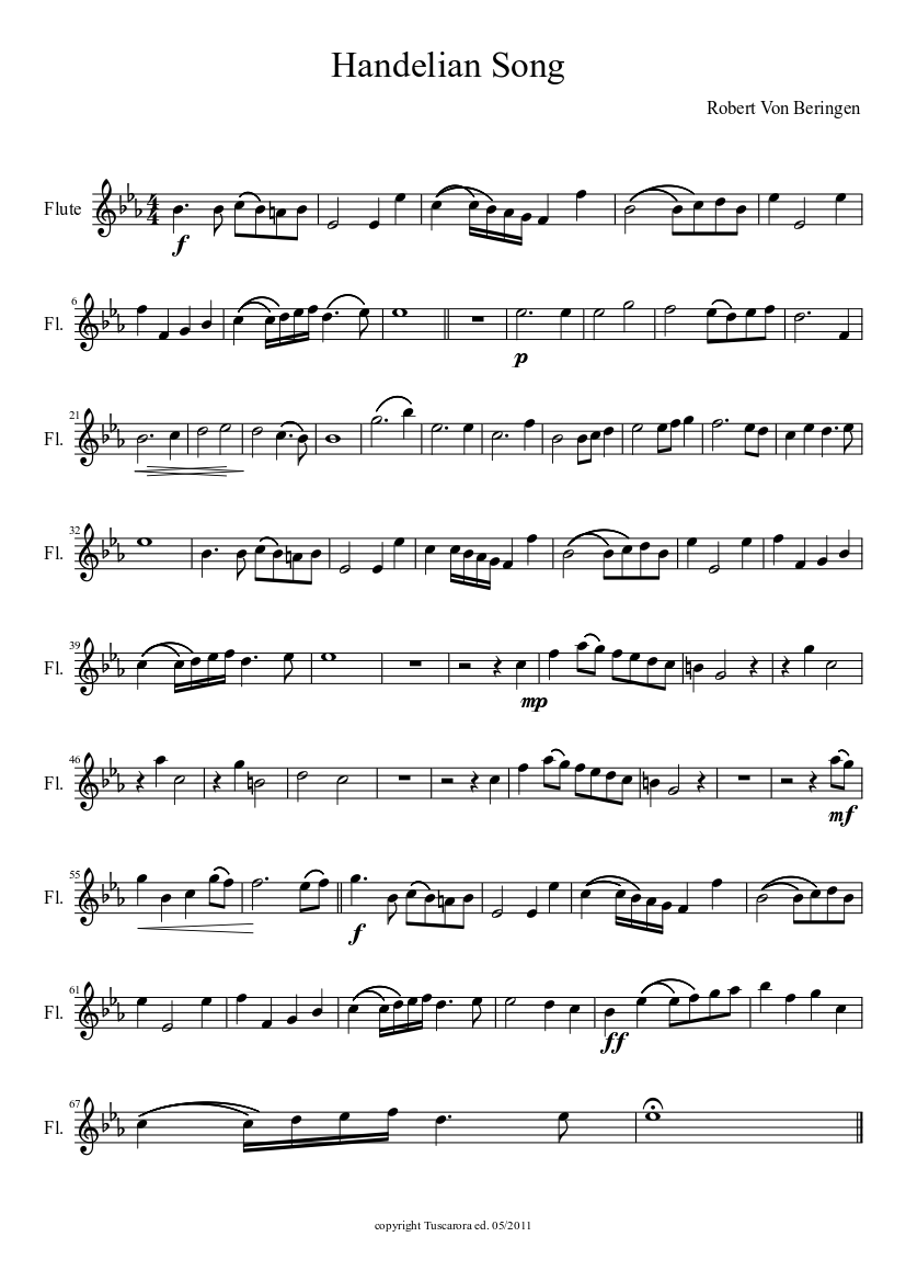 Handelian song Sheet music for Flute (Solo) | Musescore.com