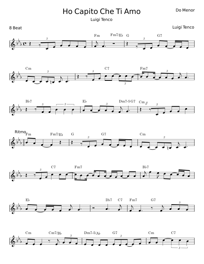 Ho capito che ti amo - Luigi Tenco Sheet music for Piano (Solo) Easy ...