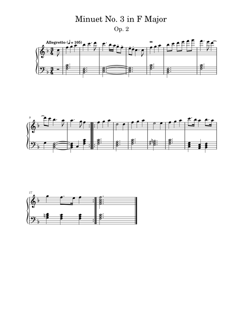 Minuet No. 3 in F Major Sheet music for Piano (Solo) | Musescore.com
