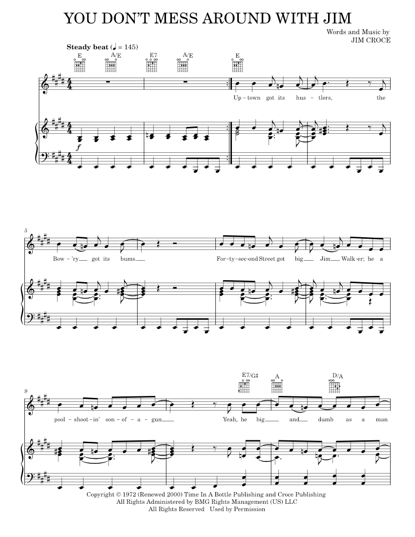 You Don't Mess Around With Jim Sheet music for Piano, Vocals by Ingrid ...