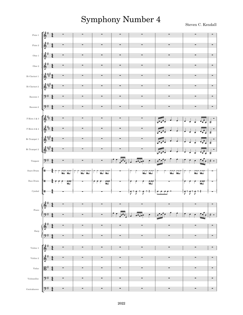 Symphony Number 4 – Steven C. Kendall Sheet music for Piano, Flute, Oboe, Clarinet in b-flat ...