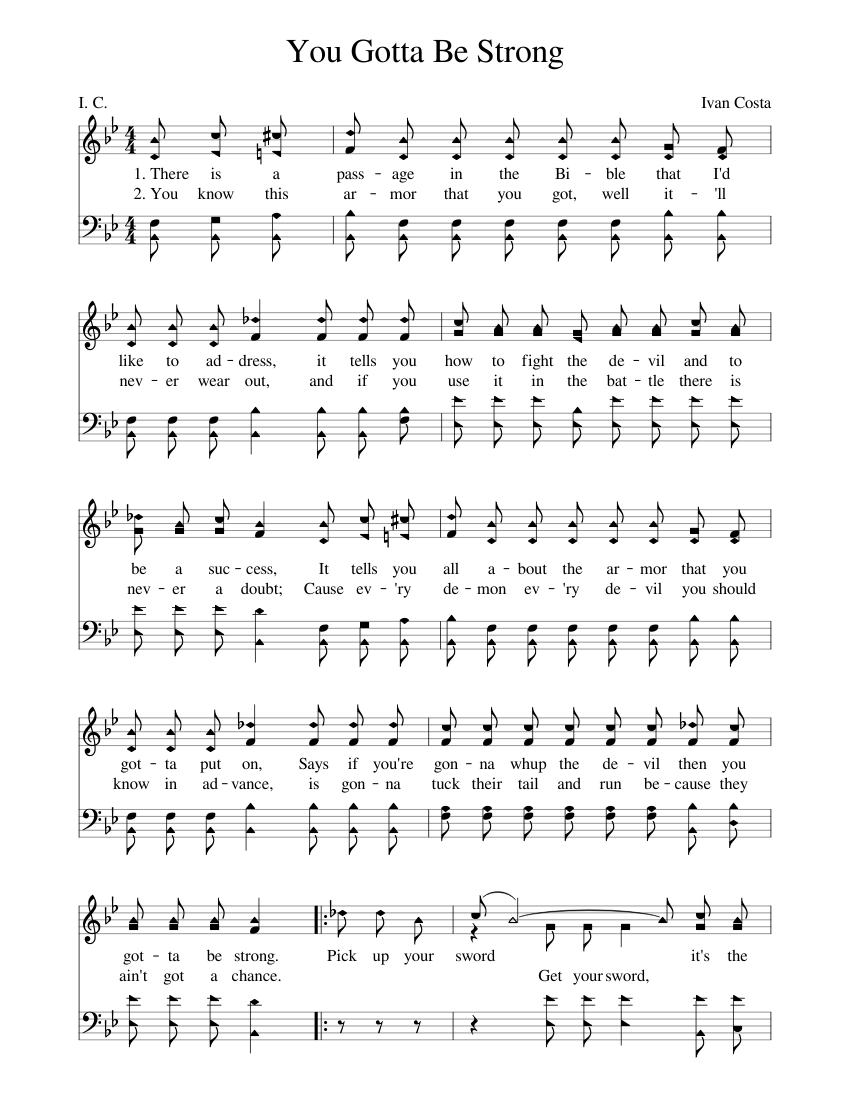 You Gotta Be Strong Sheet music for Female, Male (Choral) | Musescore.com