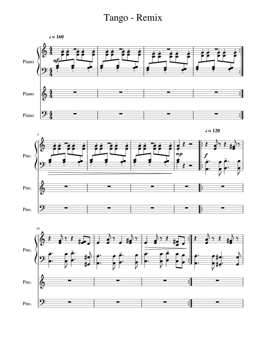 Tango - Remix Sheet music for Piano (Mixed Trio) | Musescore.com