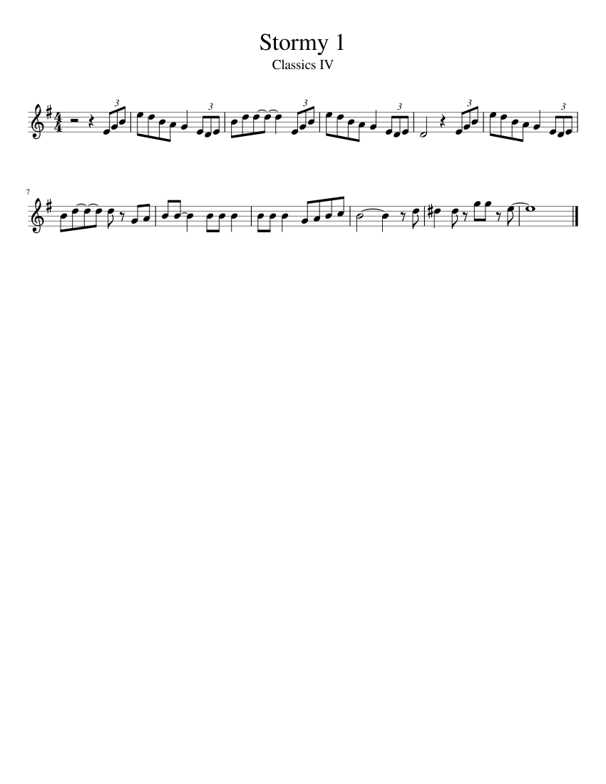 Stormy by Classics IV Sheet music for Piano (Solo) | Musescore.com