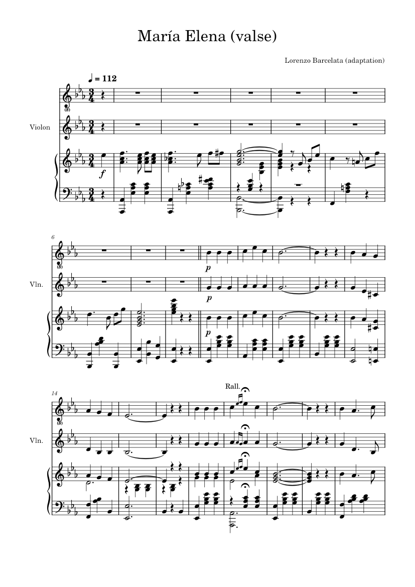 Maria Elena (adaptation) Sheet music for Piano, Vocals, Violin (Mixed ...