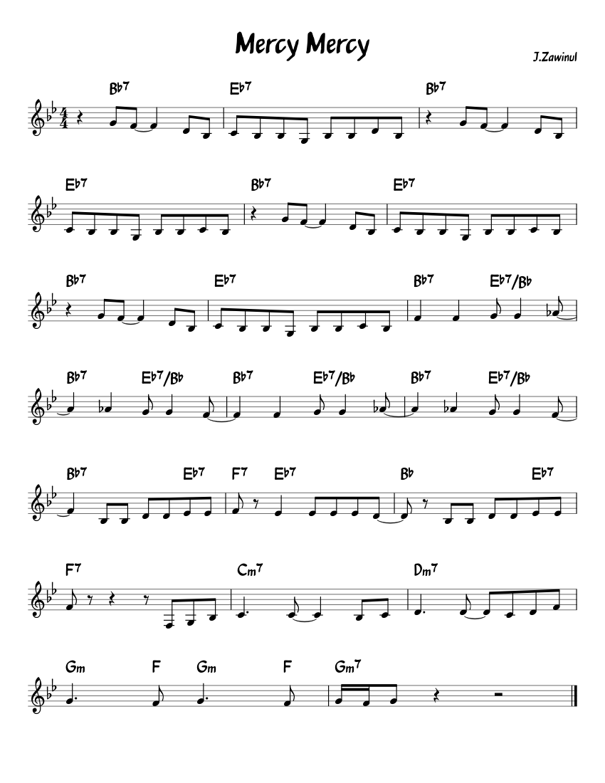 Mercy Mercy Mercy Sheet music for Piano (Solo) | Musescore.com
