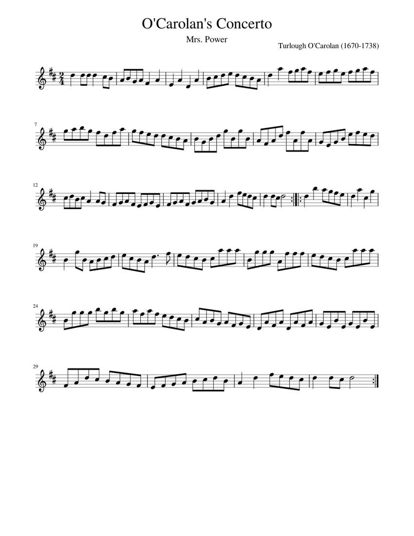 O'Carolan's Concerto Sheet music for Piano (Solo) Easy | Musescore.com