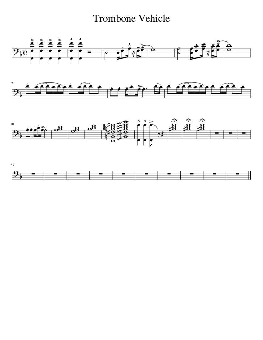 Trombone Vehicle Sheet music for Trombone tenor (Solo) | Musescore.com