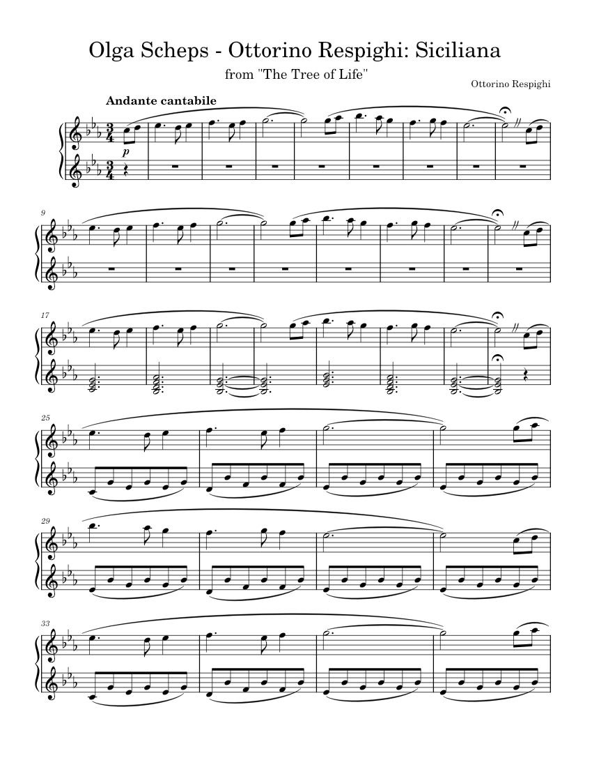 Olga Scheps - Ottorino respighi: Siciliana Sheet music for Piano (Solo ...