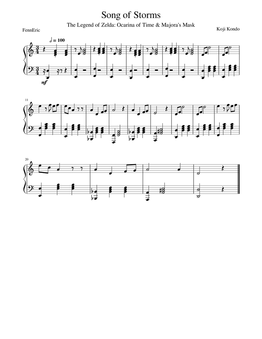 Song of Storms Sheet music for Piano (Solo) | Musescore.com