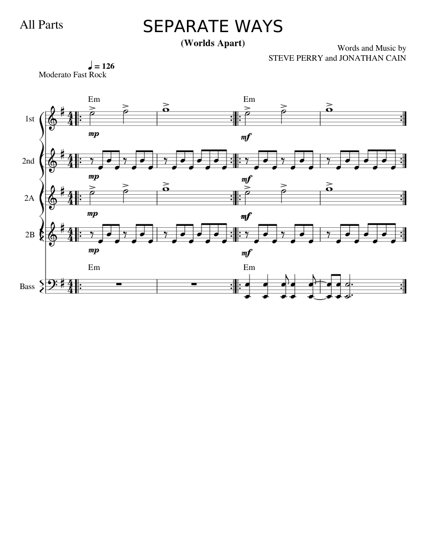 Separate Ways Sheet music for Accordion (Piano Trio) | Musescore.com