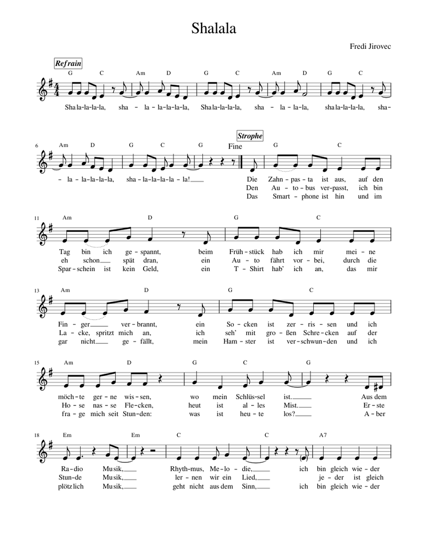 Shalala Sheet music for Piano (Solo) Easy | Musescore.com