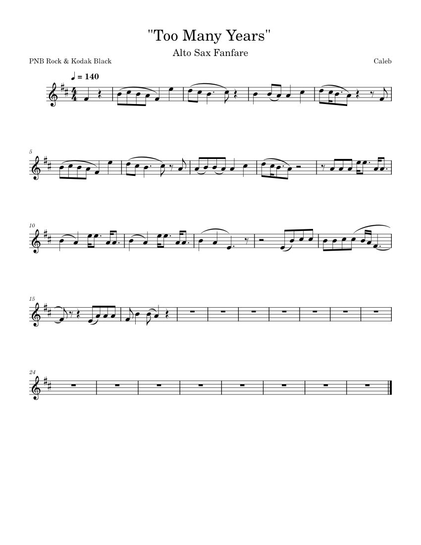 TOO MANY YEARS FINISHED 1 Sheet music for Saxophone alto (Solo ...