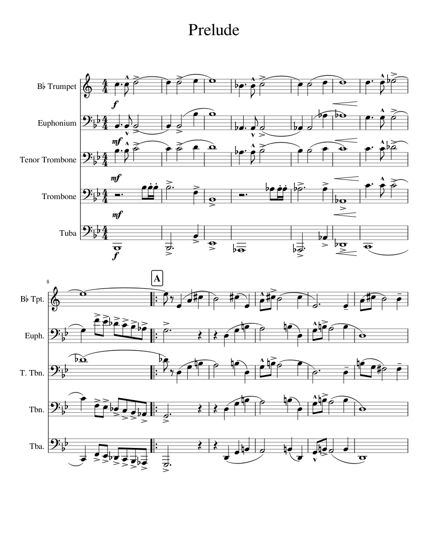 Prelude Sheet music for Trombone, Tuba, Trumpet (Mixed Trio) | Download ...