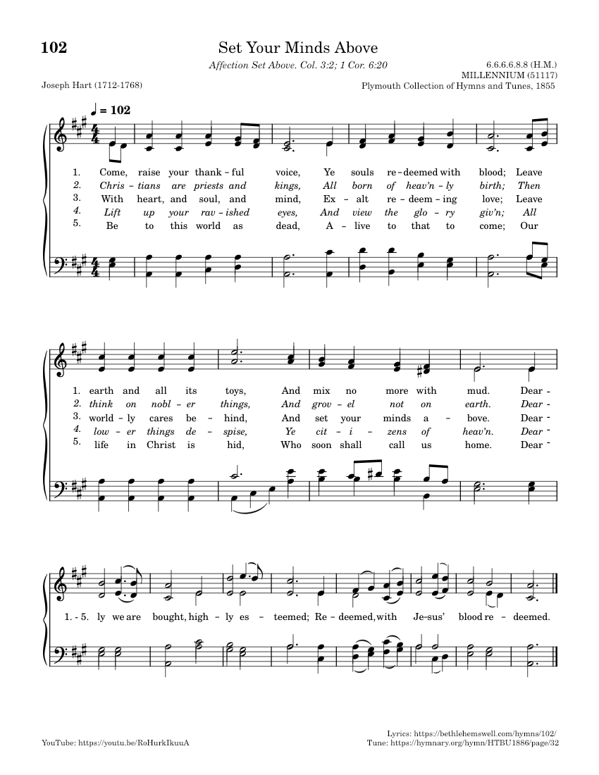 0102 Set Your Affections on Things Above Sheet music for Piano (Solo ...