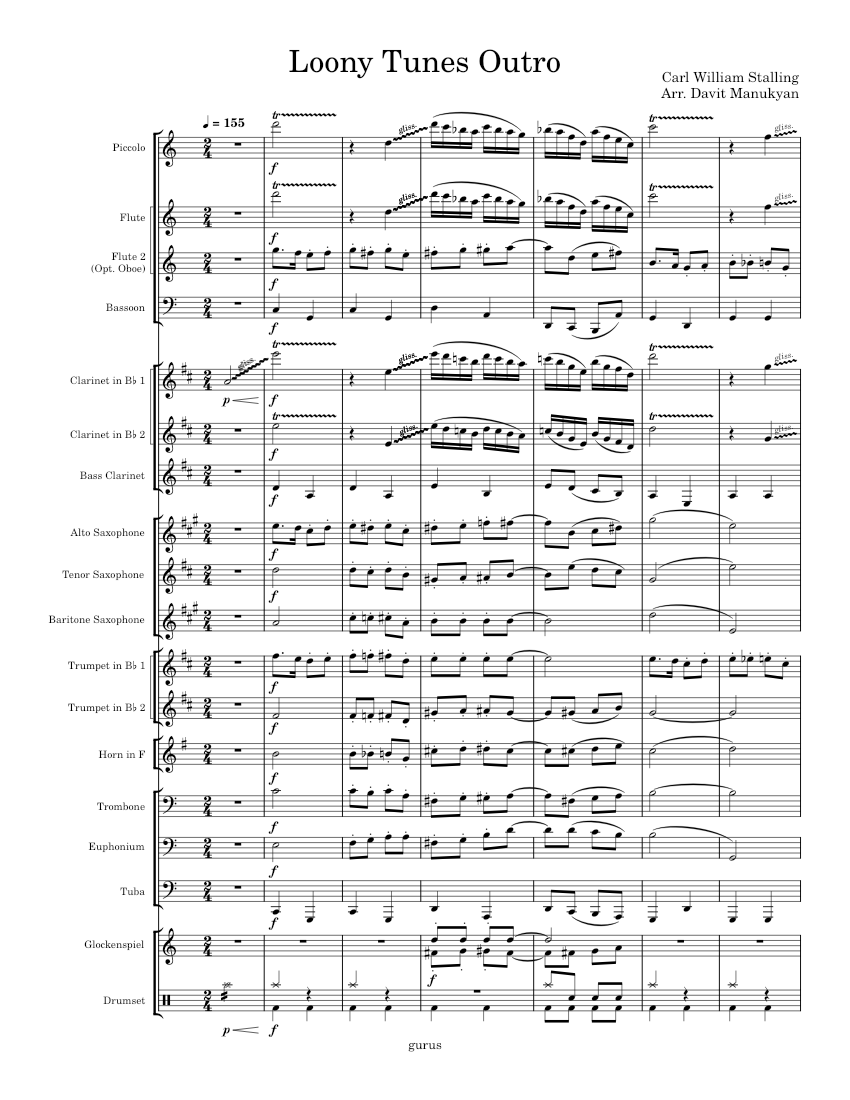 Looney tunes theme – Misc Cartoons Looney Tunes Outro for Concert Band ...