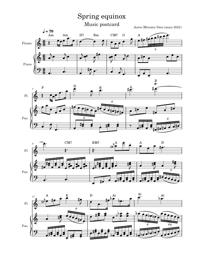 Spring equinox Sheet music for Piano, Flute (Solo) | Musescore.com