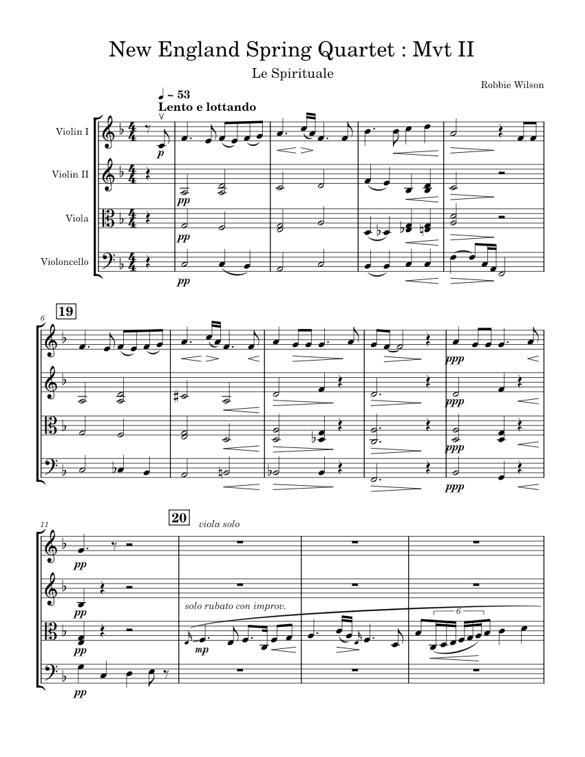 NESQ - MVT II Sheet music for Violin, Viola, Cello (String Quartet ...