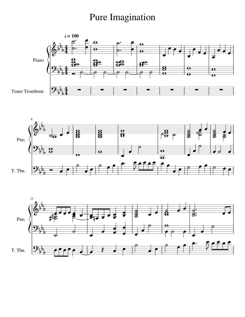 Pure Imagination Sheet music for Piano, Trombone tenor (Solo ...