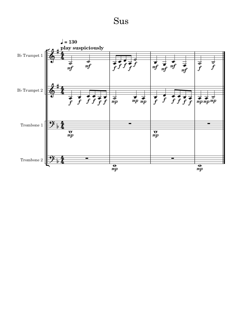 Sus Sheet music for Trombone, Trumpet in b-flat (Brass Ensemble ...