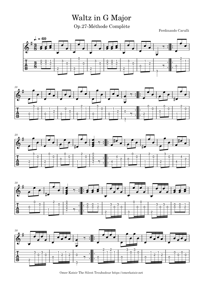 Waltz in G Major, Op.27 (Méthode Complète) – Ferdinando Carulli Waltz ...