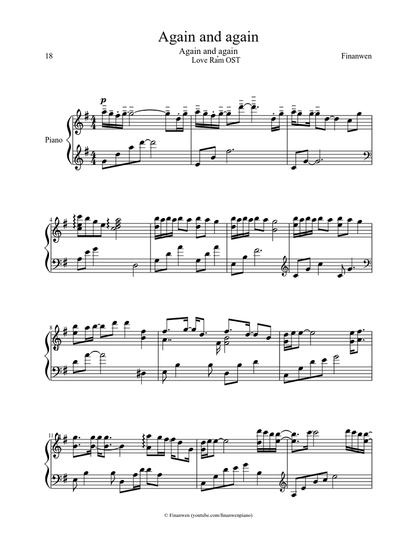 Again and again Sheet music for Piano (Solo) | Musescore.com
