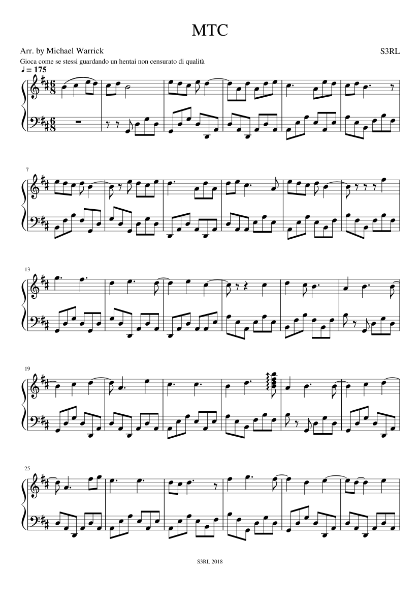 MTC - S3RL Piano Arrangement Sheet Music for Piano (Solo) Easy ...
