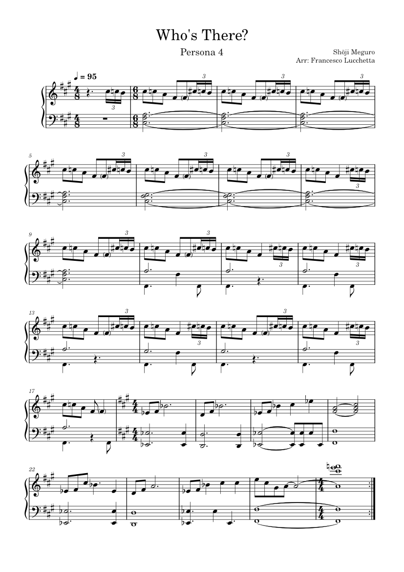 Who's There? – Shoji Meguro (Persona 4) Piano Solo Sheet Music for ...