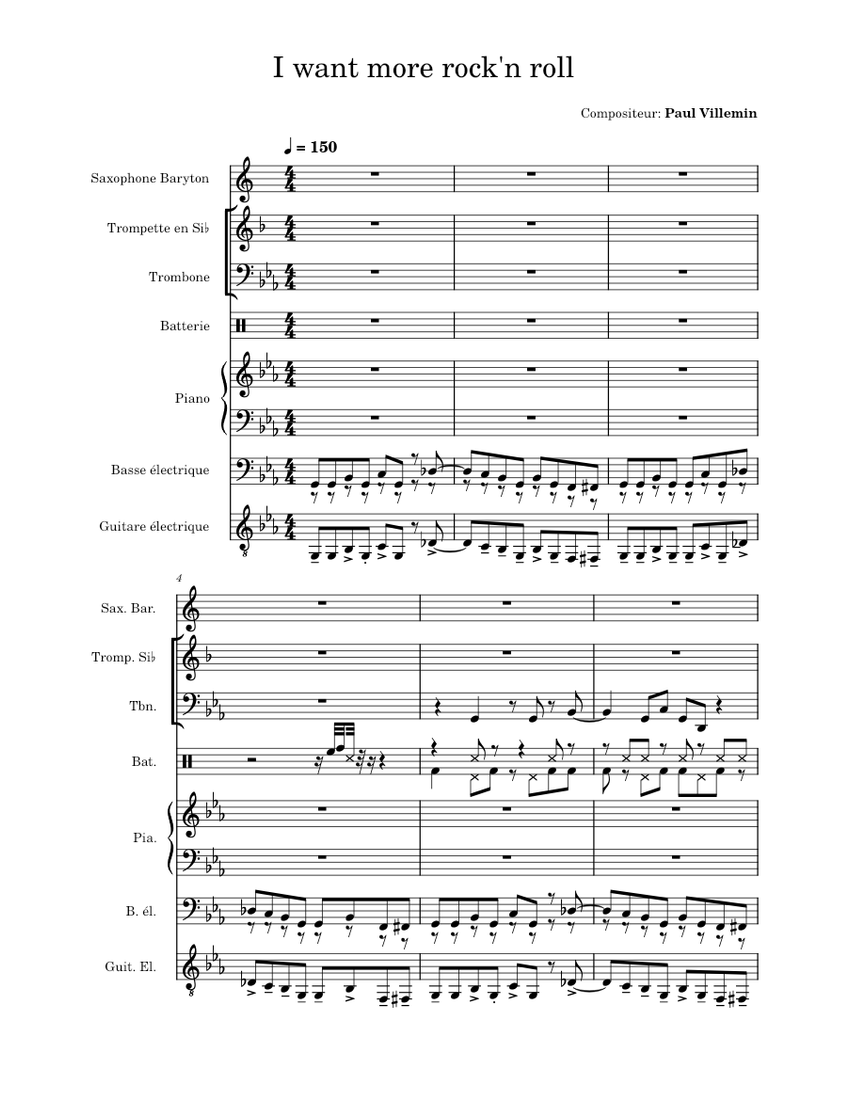 A new rock'n roll Sheet music for Piano, Trombone, Saxophone baritone ...
