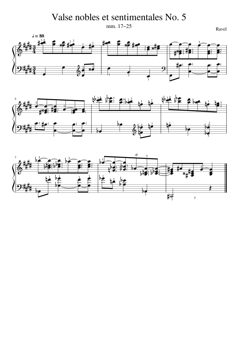 Ravel Valse nobles et sentimentales V Sheet music for Piano (Solo) Easy | Musescore.com