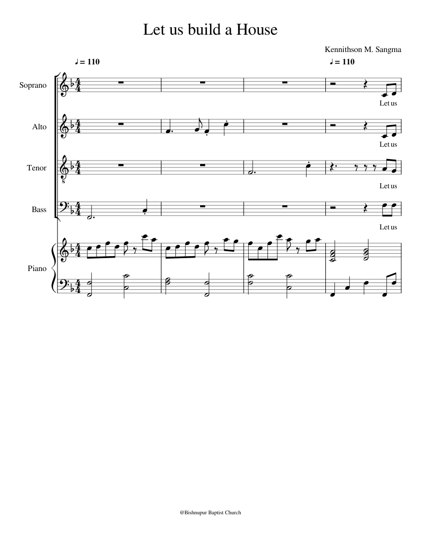 Let us build a House Sheet Music for Piano, Soprano, Alto, Tenor & more ...