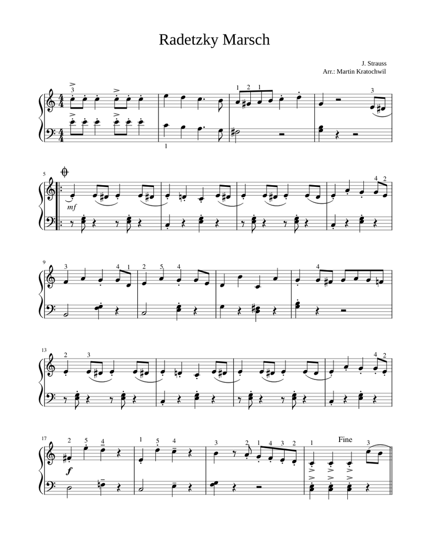 Radetzky march – Johann Strauss Sr. Sheet music for Piano (Solo) Easy ...
