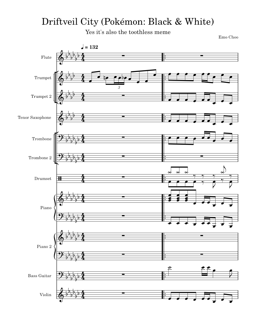 Driftveil City – Pokemon Black and White (Toothless Dancing) Sheet ...