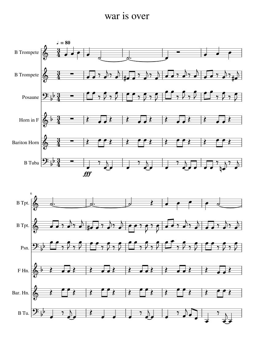 War is over alternate end vorzeichen docheinfacher solo Sheet music for ...
