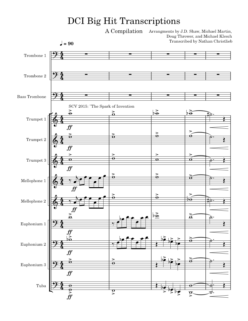 DCI Big Hit Transcriptions Sheet music for Trombone, Tuba, French horn ...