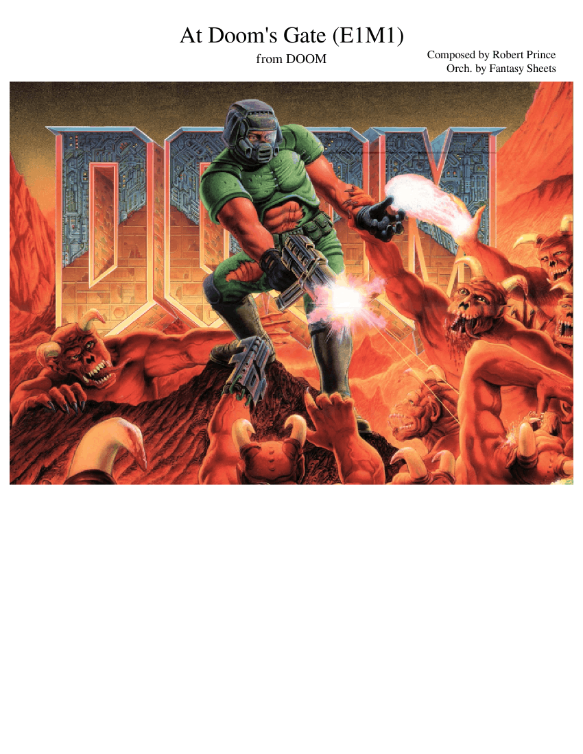 At_Doom's_Gate_(E1M1) Sheet Music for Violin, Cello, Bass guitar, Drum ...