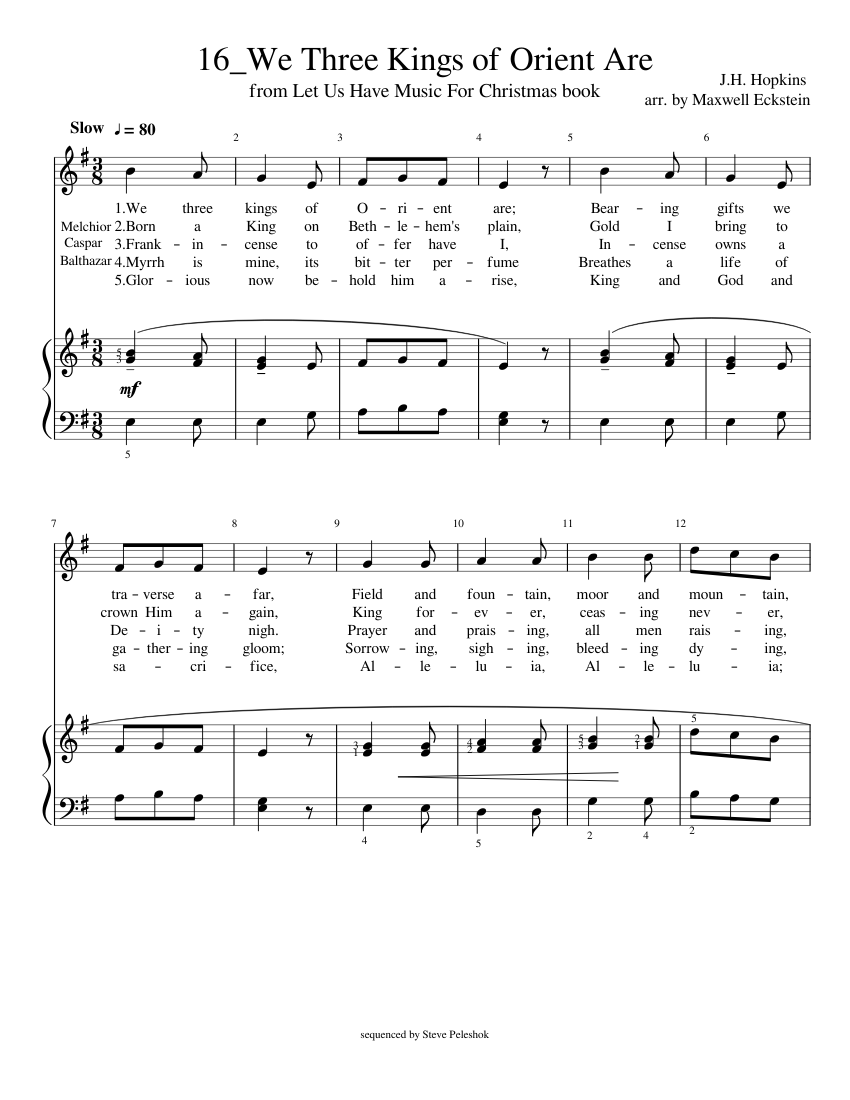 16_We Three Kings of Orient Are Sheet music for Piano, Vocals (Piano ...