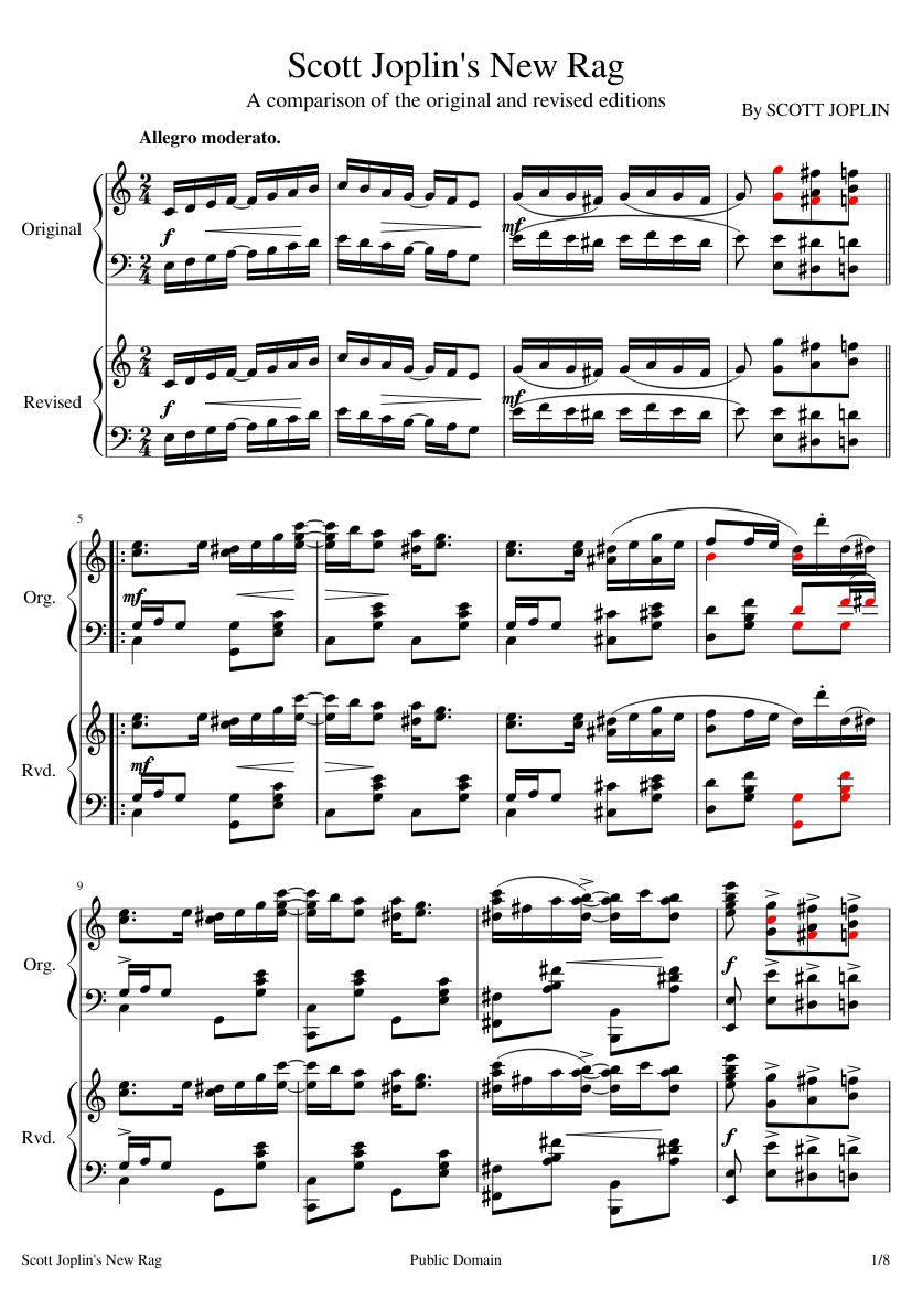 Scott Joplin's New Rag - comparison of versions Sheet music for Piano (Piano Duo) | Musescore.com