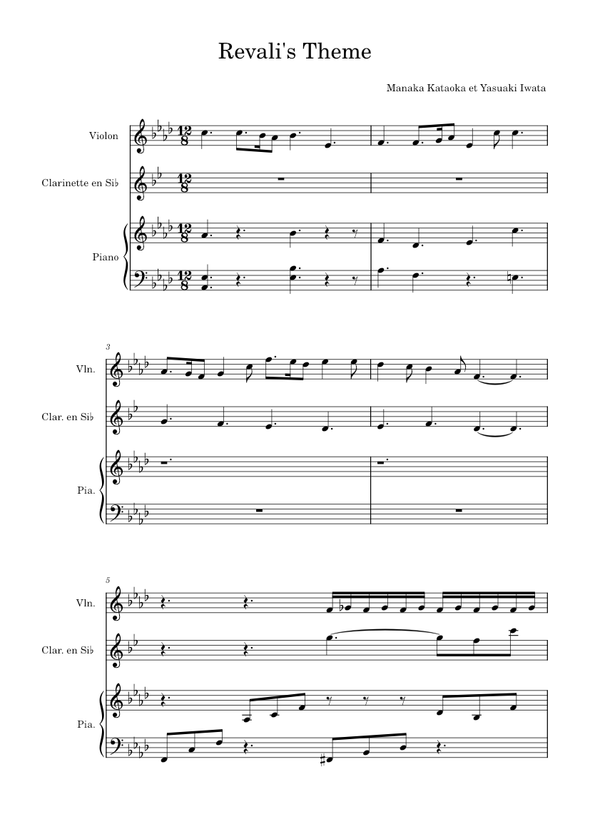 Marius Revali's Theme Sheet music for Piano, Violin, Clarinet other (Mixed Trio) | Musescore.com