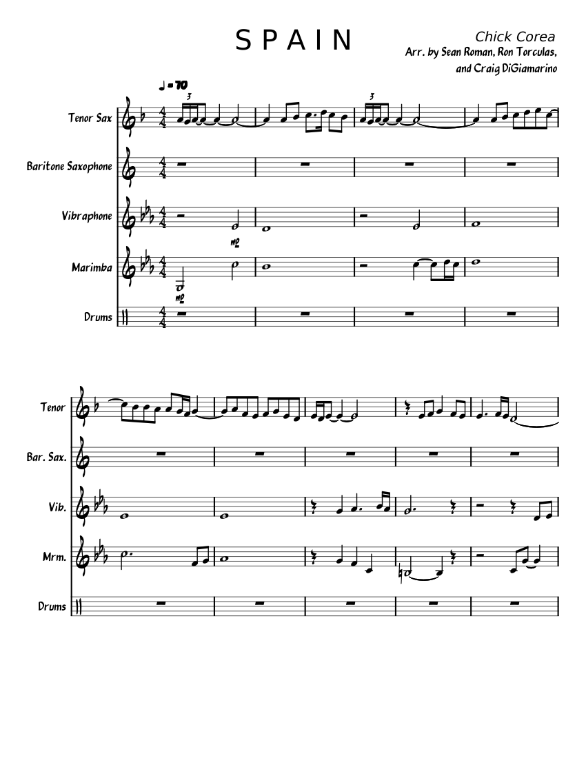 Spain - Chick Corea Sheet music for Saxophone tenor, Saxophone baritone ...