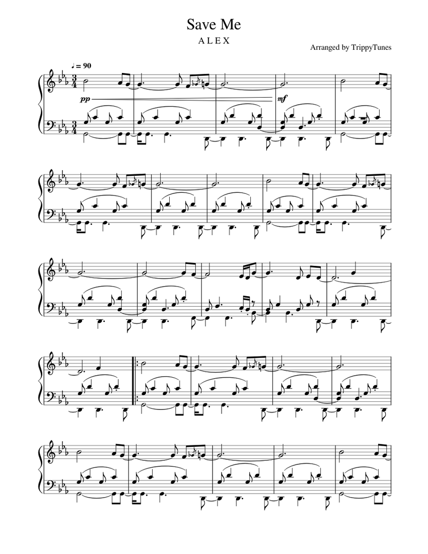A L E X - Save Me Sheet music for Piano (Solo) Easy | Musescore.com